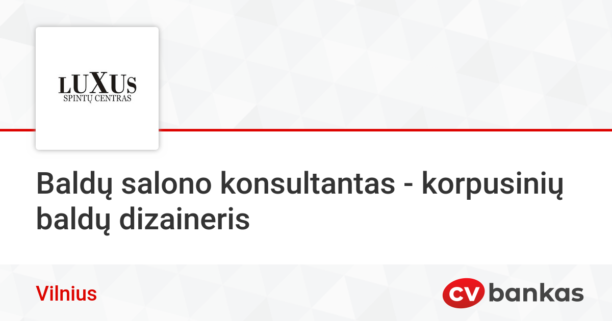 Baldų salono konsultantas (-ė) - korpusinių baldų dizaineris (-ė ...