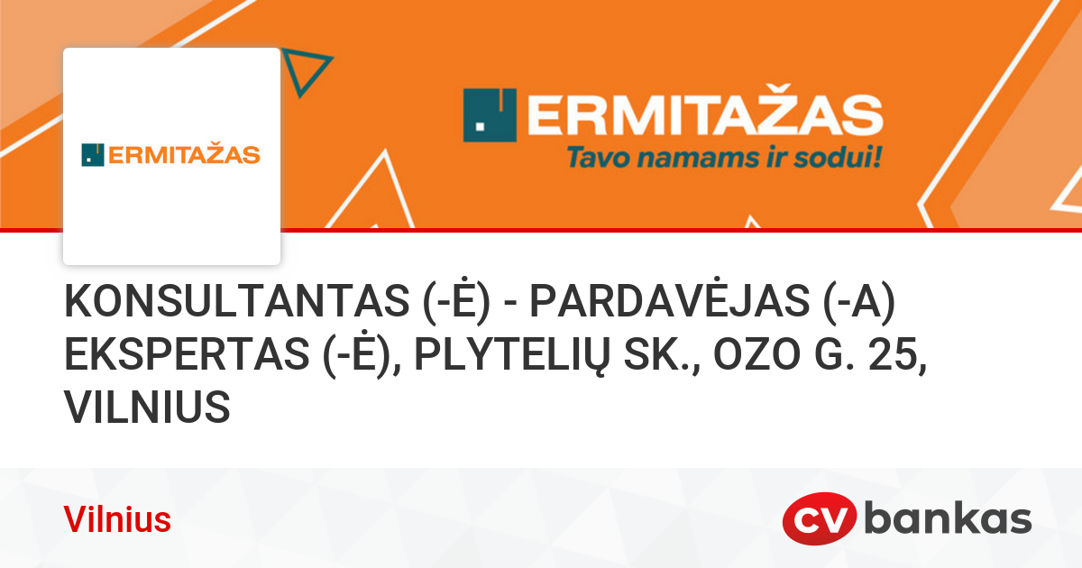 KONSULTANTAS (-Ė) - PARDAVĖJAS (-A) EKSPERTAS (-Ė), PLYTELIŲ SK., OZO G ...